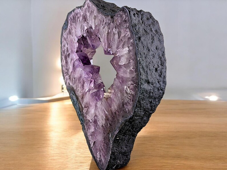 Amethyst Geode Slice: 21" Polished Crystal Cathedral With Iron Stand - Etsy
