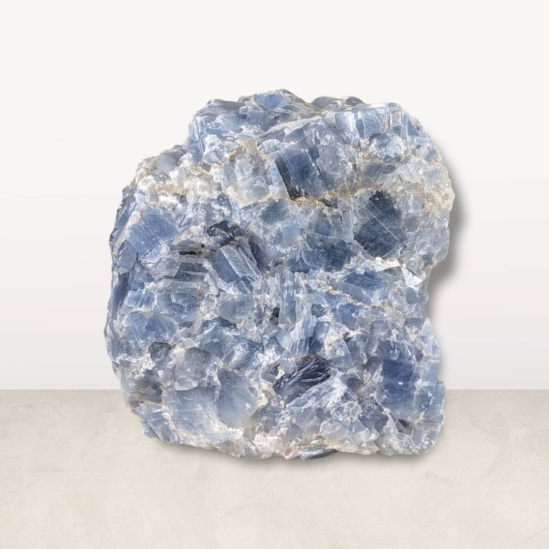 Blue Calcite Crystal Boulder (4") Rocks Mineral Display Specimen Decor ...