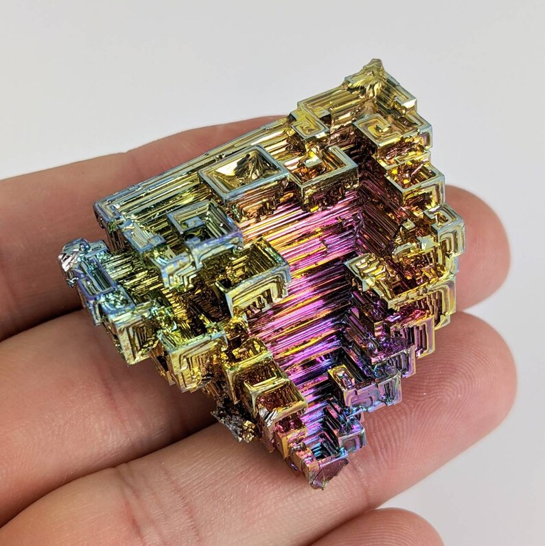 Large Pink & Gold Bismuth Crystal Display Mineral Specimen | Etsy