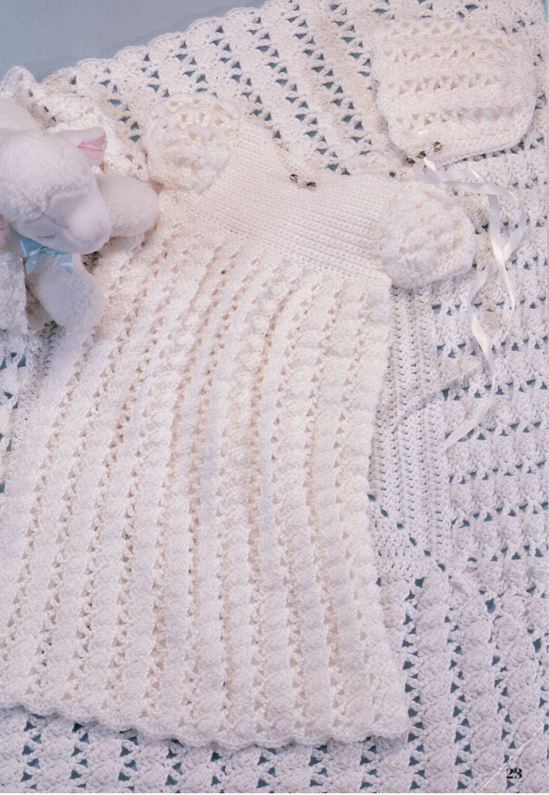Crocheted Cherub Set Gown Bonnet and Blanket Gifts for Baby Showers ...