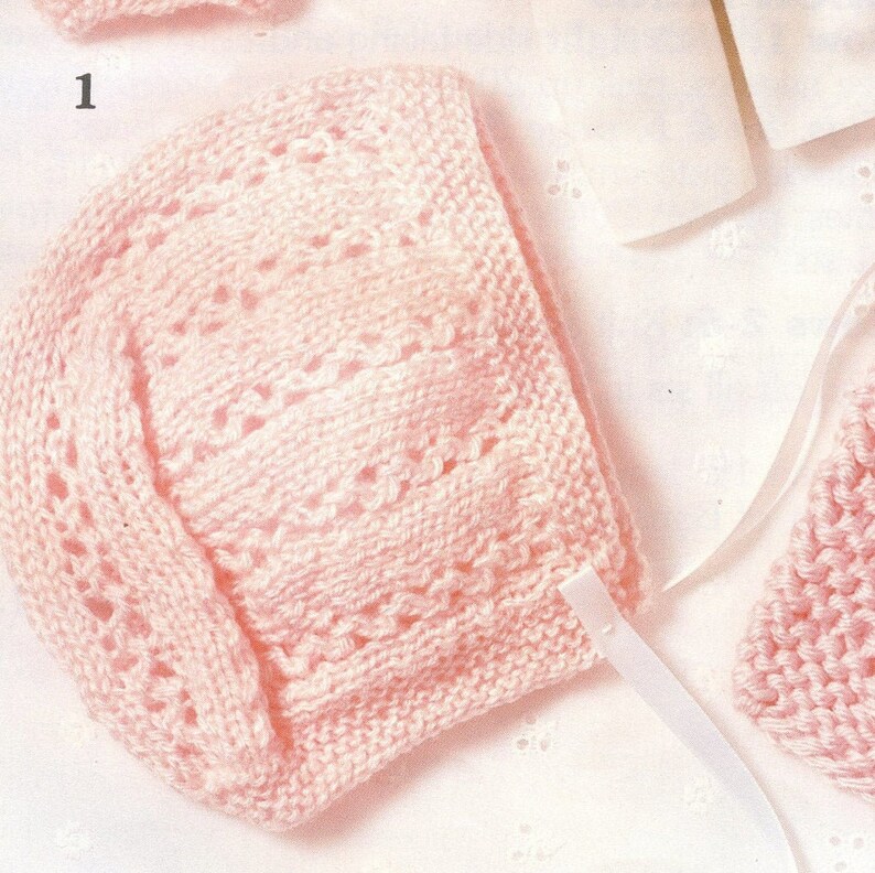 Perfectly Pink Knit Set Pattern for 6 Months Sacque Bonnet Booties ...