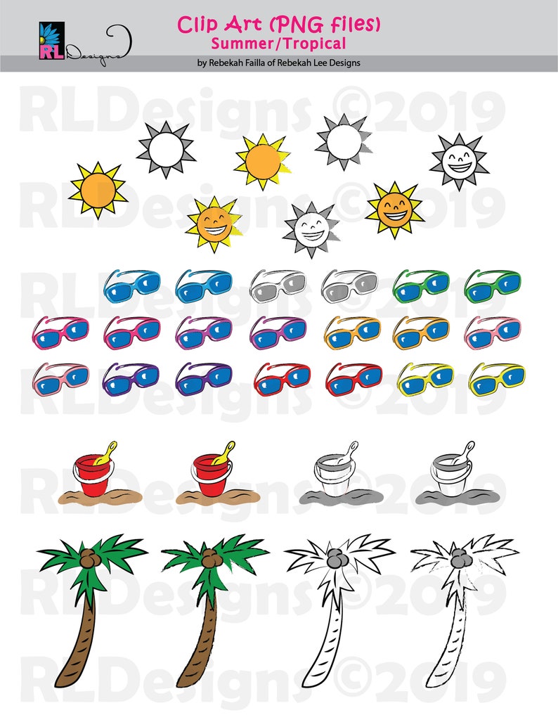 Clip Art Tropical Summer (pngs) - Etsy