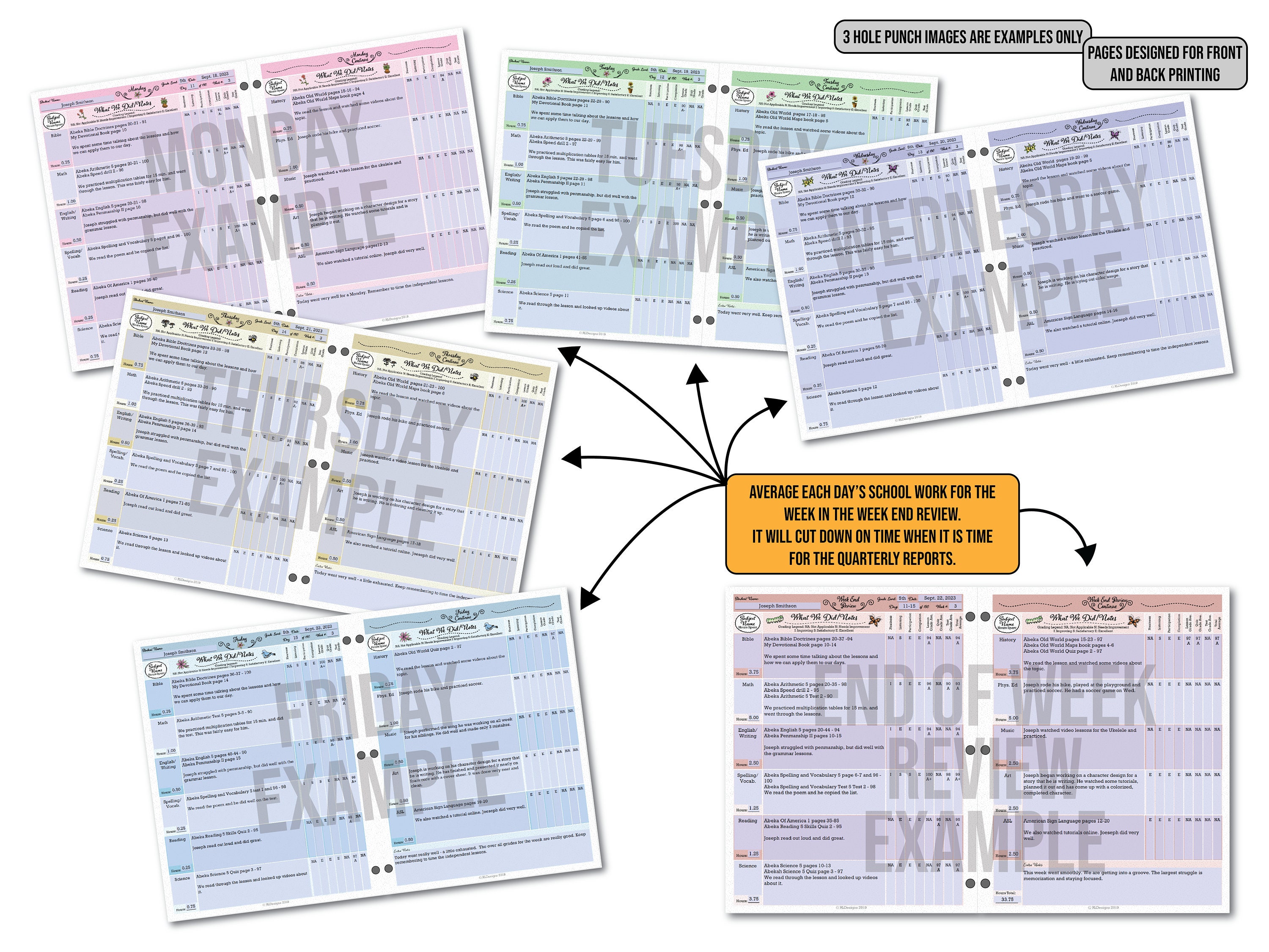 Daily School Logs Fillable PDF Form Keep Your Home School Activities ...