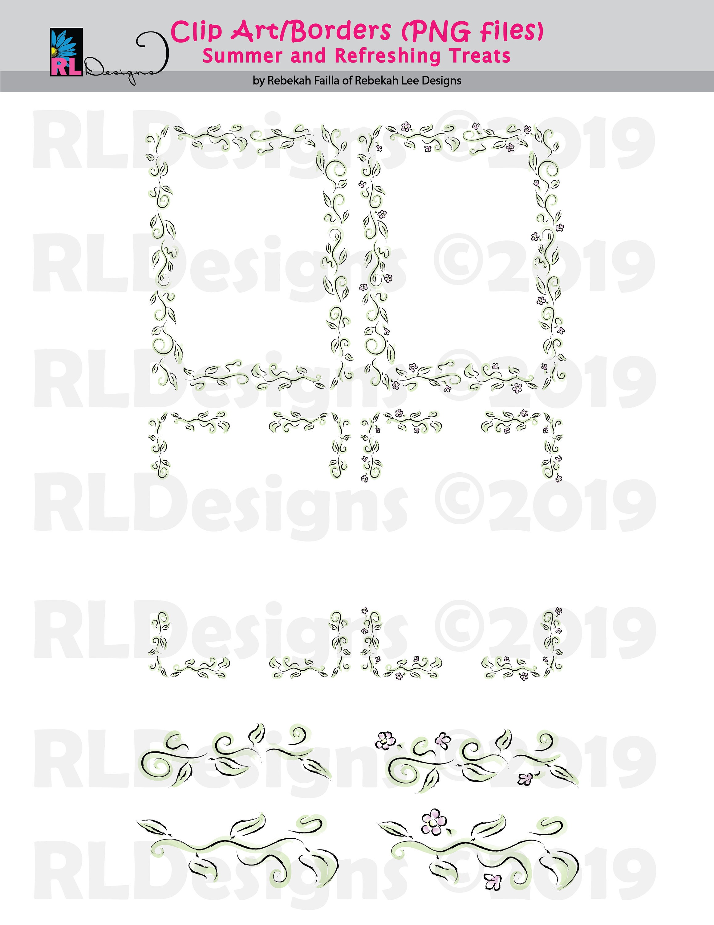 Clip Art Summer and Refreshing Treats/borders (PNG Images) - Etsy