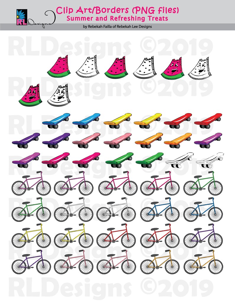 Clip Art Summer and Refreshing Treats/borders (PNG Images) - Etsy