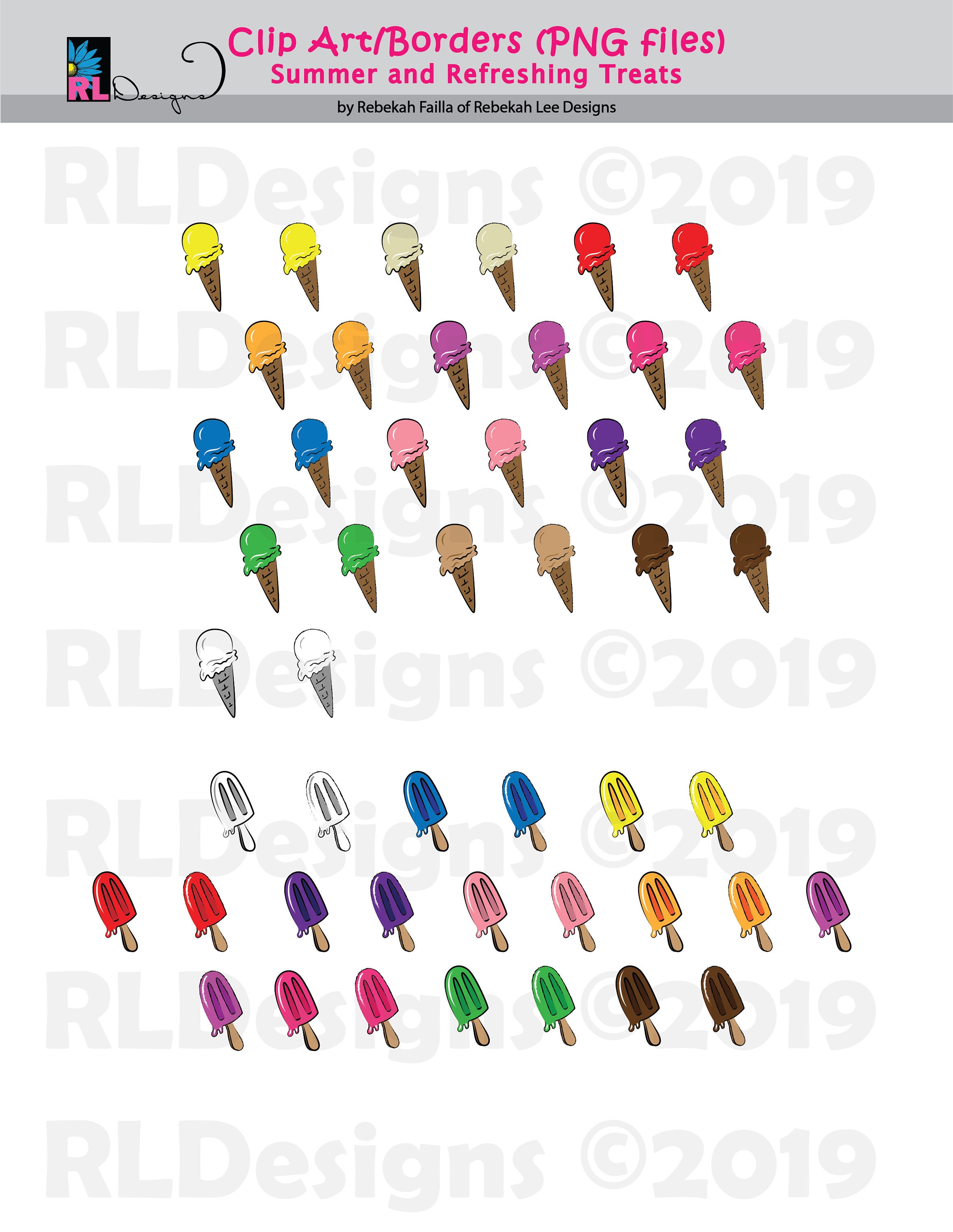 Clip Art Summer and Refreshing Treats/borders (PNG Images) - Etsy