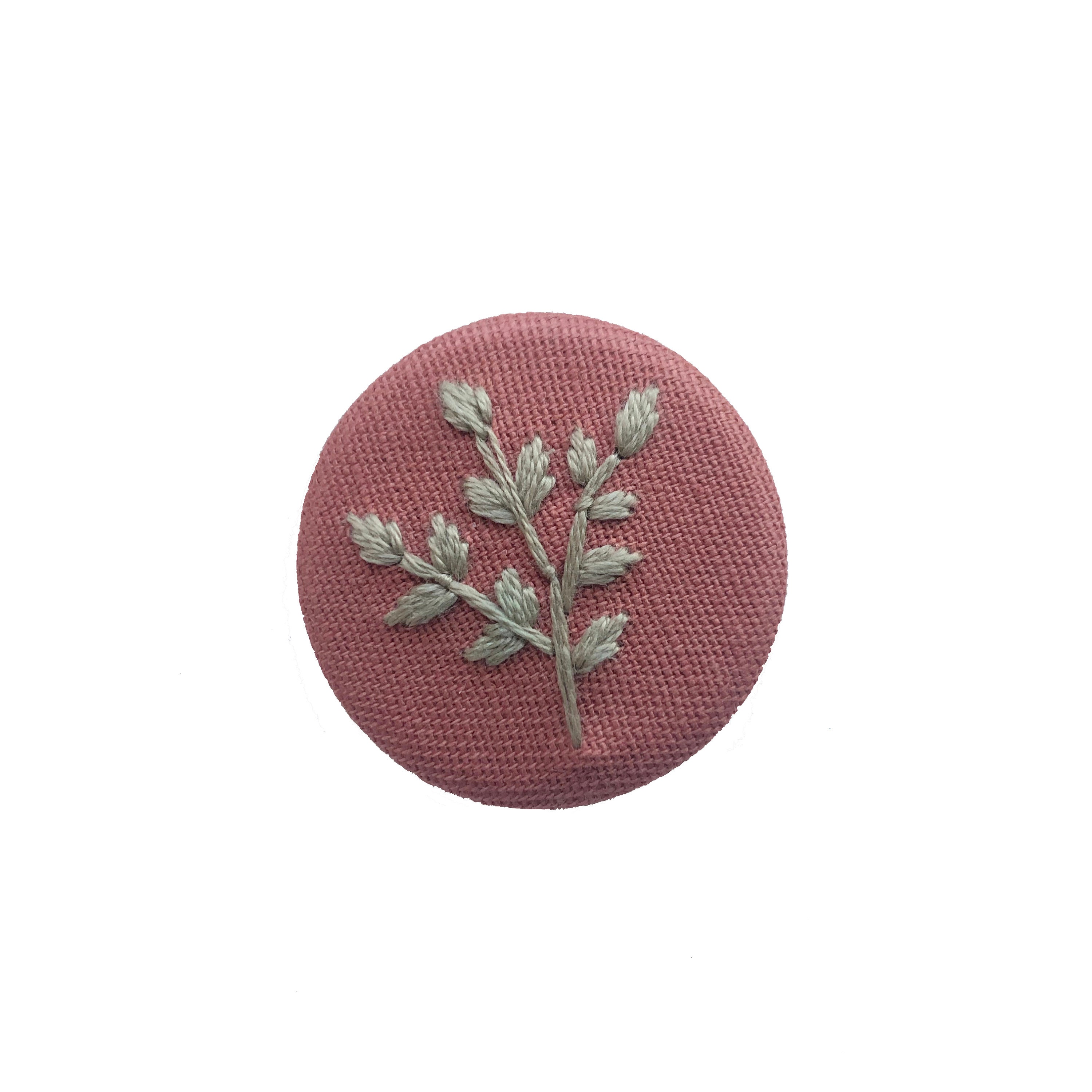 Leaves on Dark Pink Pin, Hand Embroidered Pin - Etsy