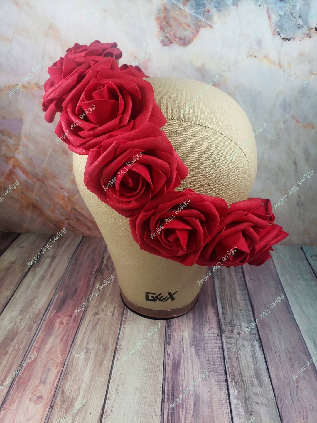Red Rose Head Wreath, Red Rose Crown, Red Rose Flower Crown, Red Flower ...