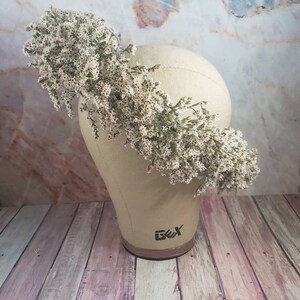 Dried White German Statice Flower Crown, Rustic Bridal Headpiece - Etsy