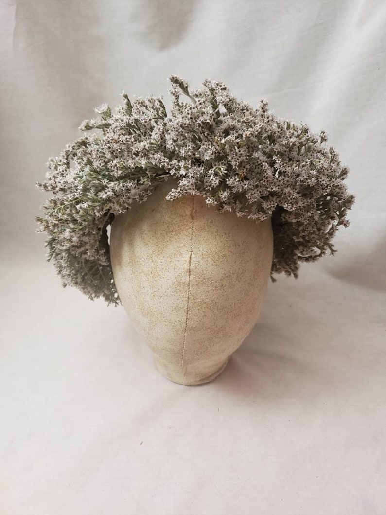 Dried White German Statice Flower Crown, Rustic Bridal Headpiece - Etsy