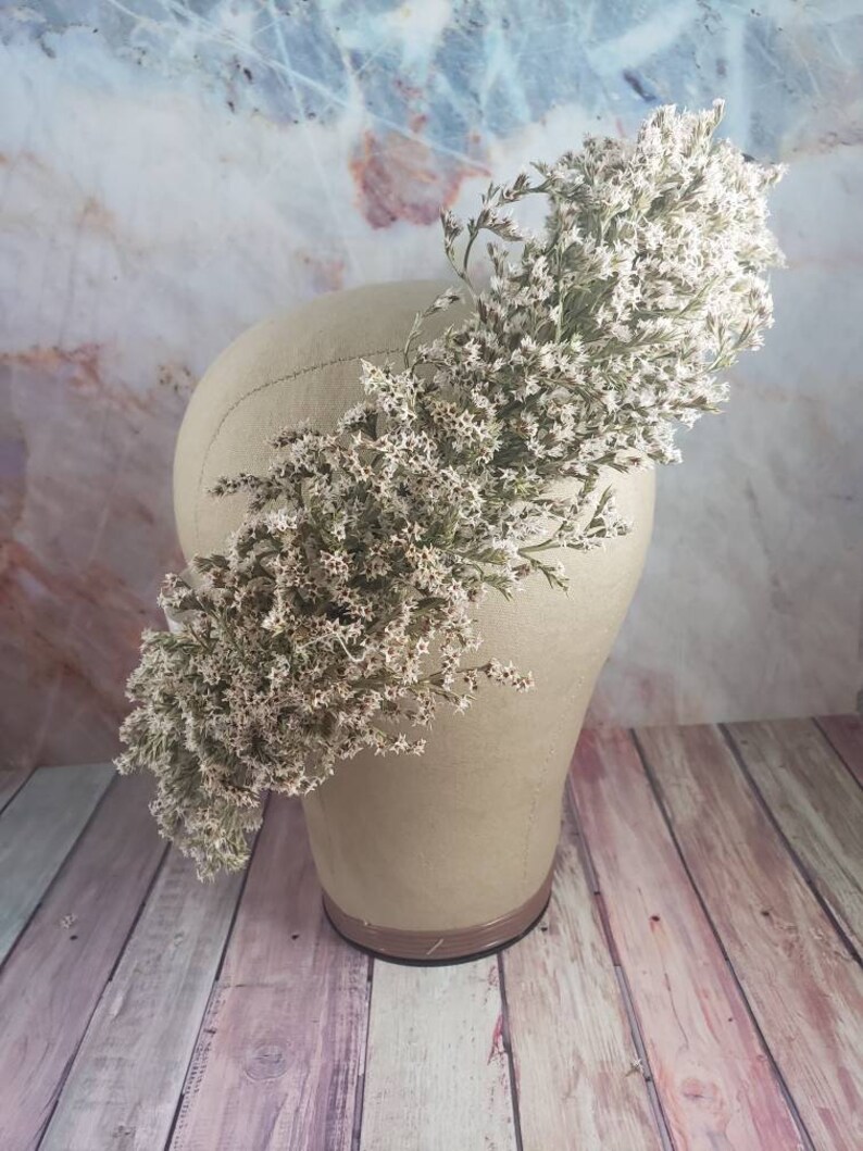 Dried White German Statice Flower Crown, Rustic Bridal Headpiece - Etsy