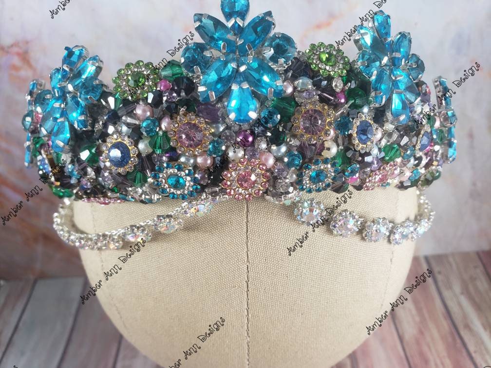 Renaissance, Handsewn Teal Wedding Tiara, Gothic Luxury, Wedding Crown ...