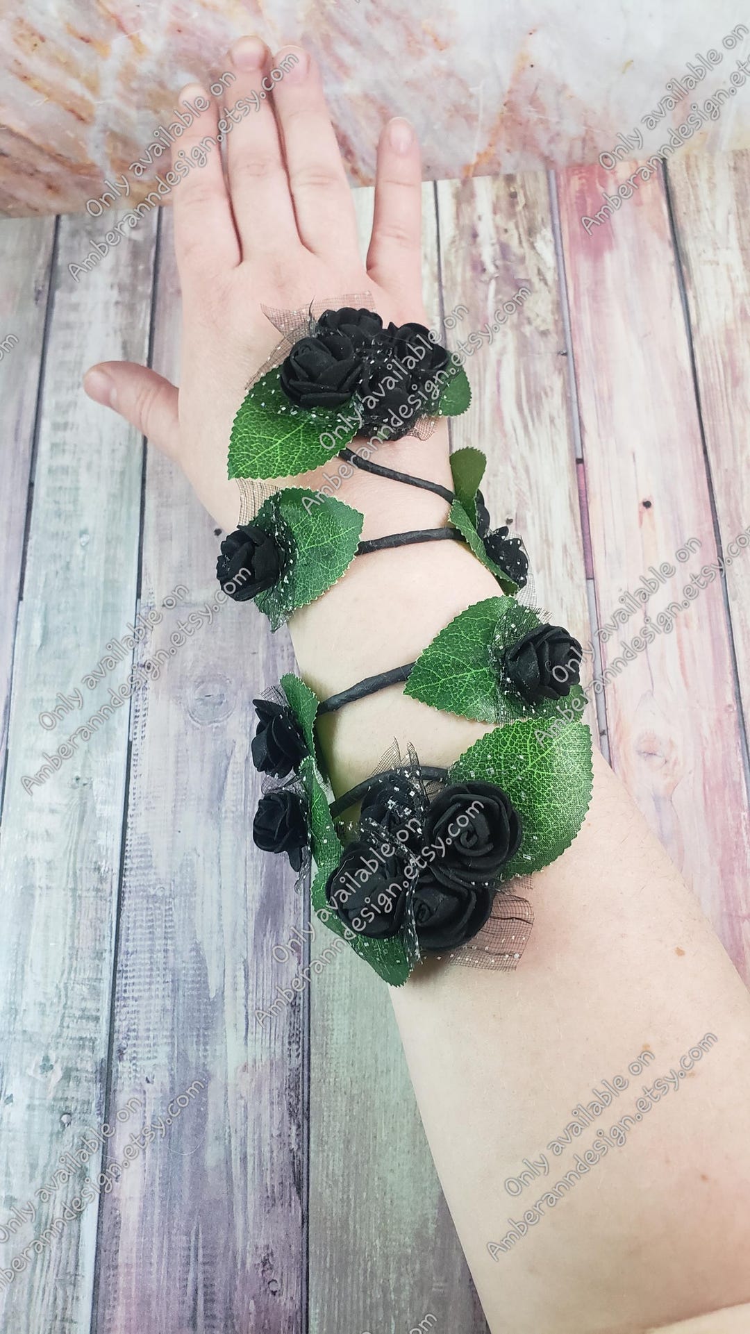 Gothic Arm Cuff, Flower Arm Cuff, Flower Arm Wrap, Armlet, Black Rose ...