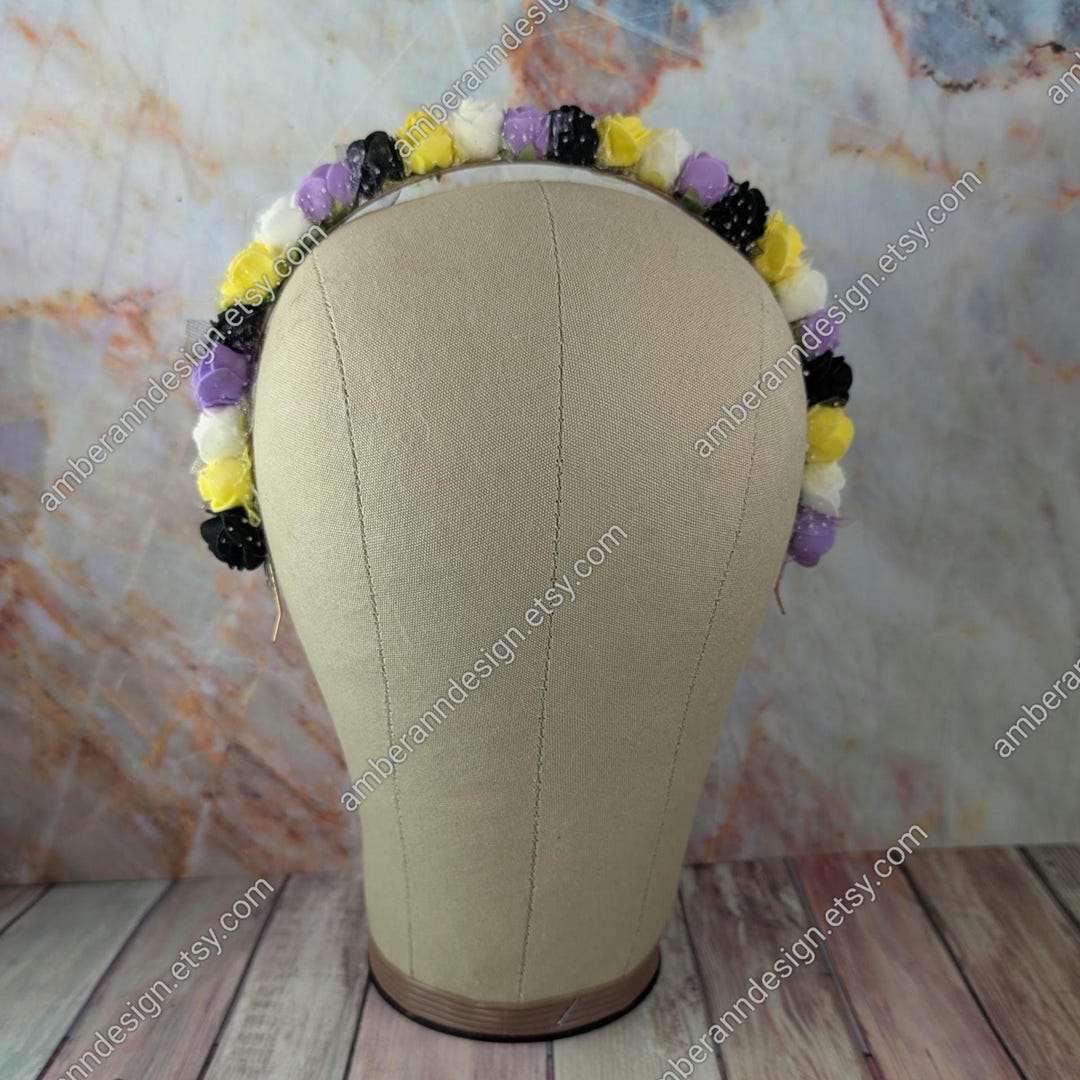 Nonbinary Flower Headband, Nonbinary Flower Crown, Enby Crown, Enby ...