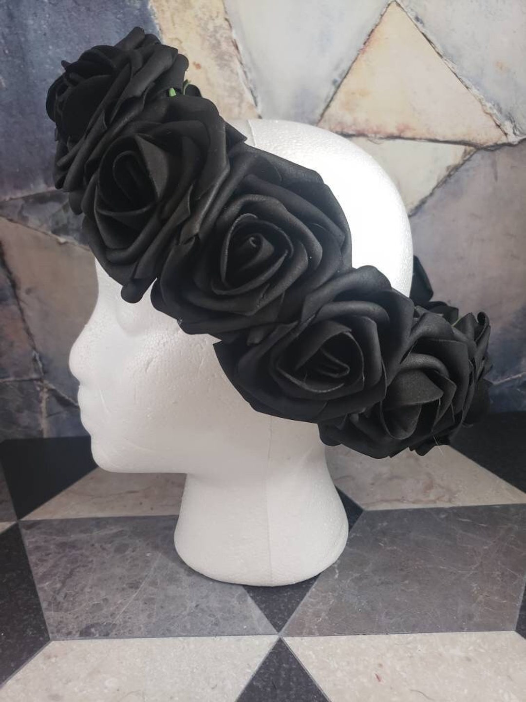 Black Rose Flower Crown, Gothic Wedding Headpiece - Etsy