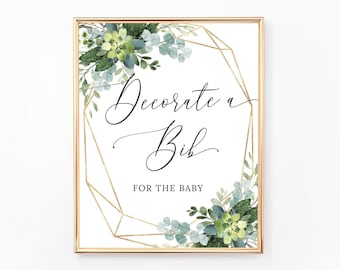 Bib Decorating Station Sign Printable Baby Shower Decorate A - Etsy