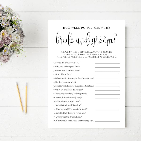 How Well Do You Know the Bride - Etsy