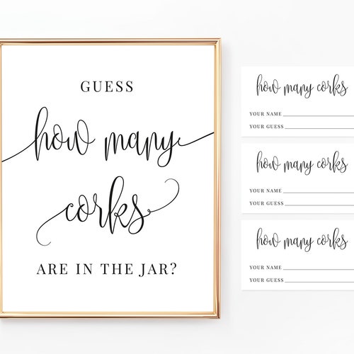 Guess How Many Corks Are in the Jar Sign and Cards Bridal - Etsy