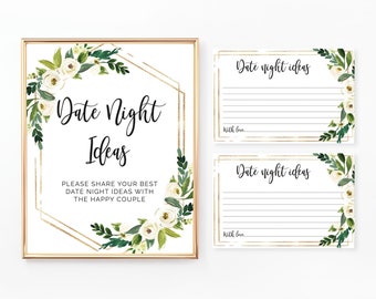 Date Jar Sign and Cards Date Night Ideas Bridal Shower Game | Etsy