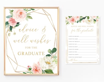 Advice and Well Wishes for the Graduate Sign and Cards | Etsy