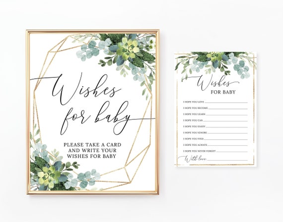 Wishes for Baby Sign and Cards Printable Wishes for Baby - Etsy