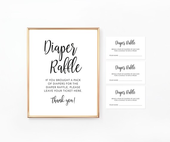Diaper Raffle Sign and Cards Printable Invitation Insert | Etsy