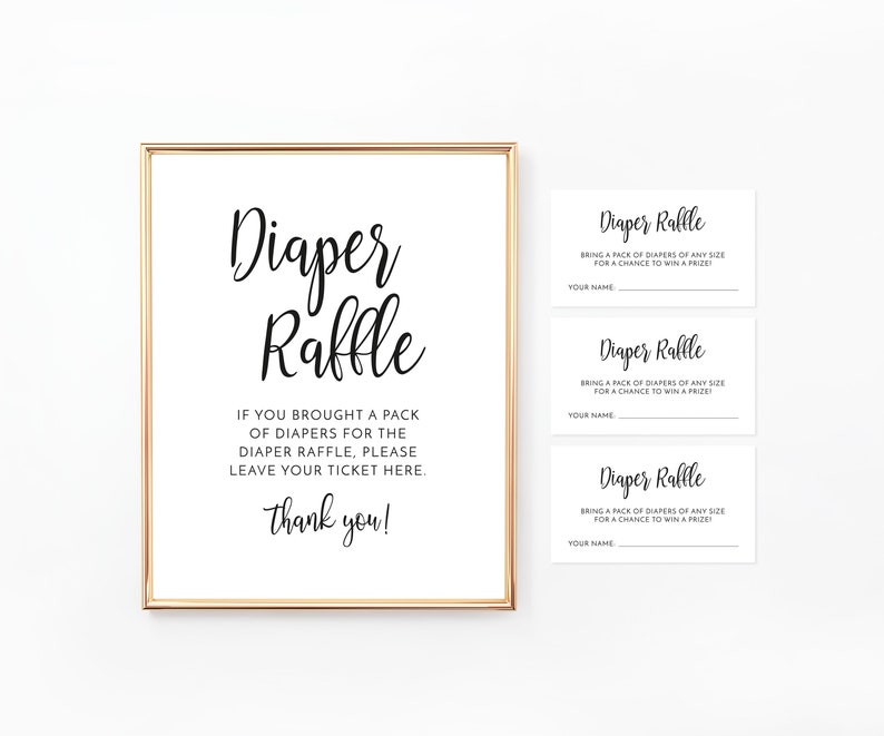 Diaper Raffle Sign and Cards Printable Invitation Insert | Etsy