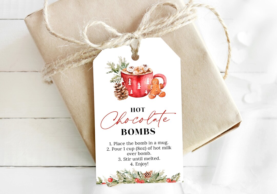 Christmas Hot Chocolate Bomb Tags Hot Cocoa Tags Printable - Etsy