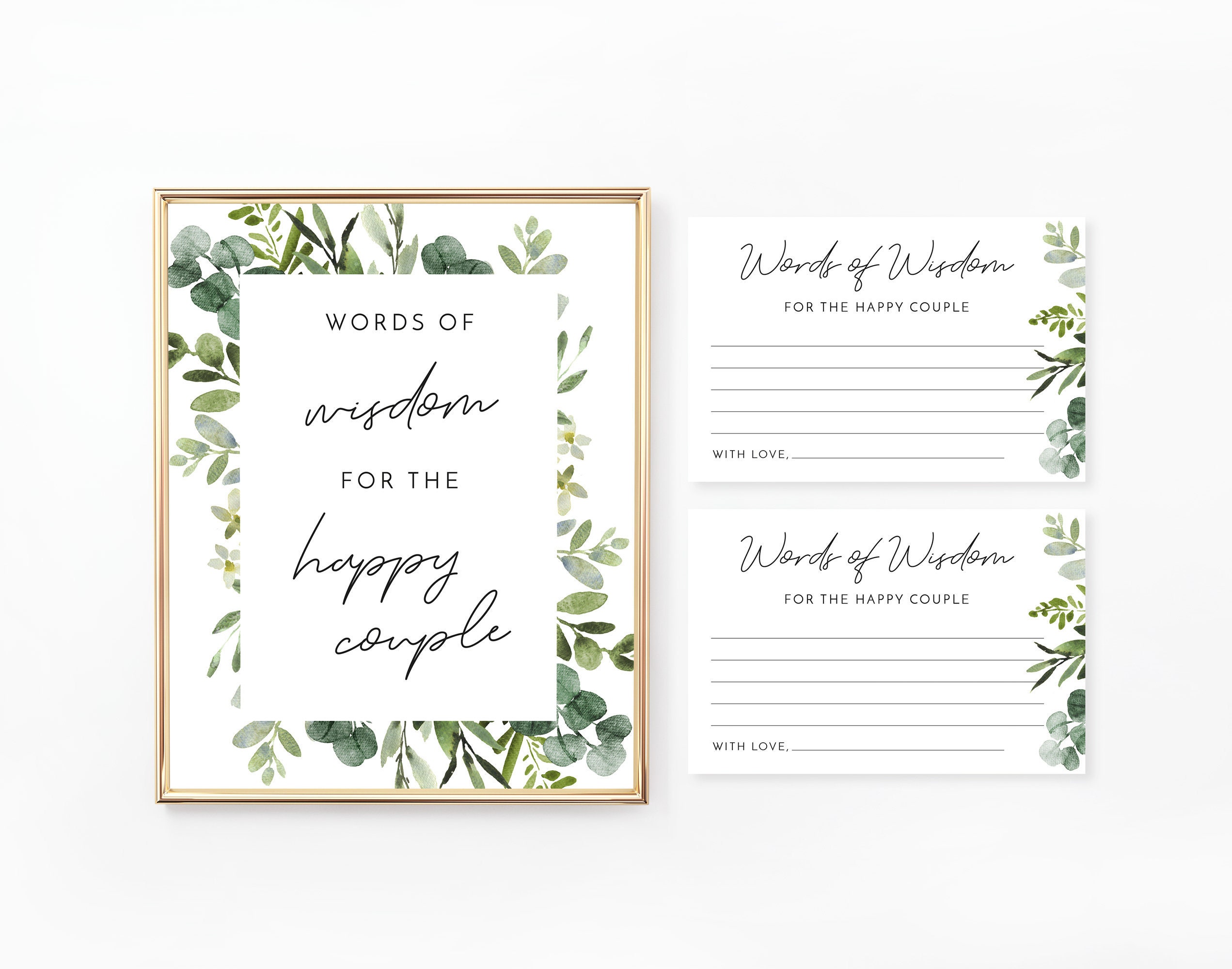 Words of Wisdom Sign and Cards Printable Wedding Shower | Etsy