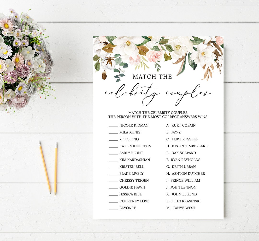 Match the Celebrity Couples Game, Match the Famous Couples, Printable ...