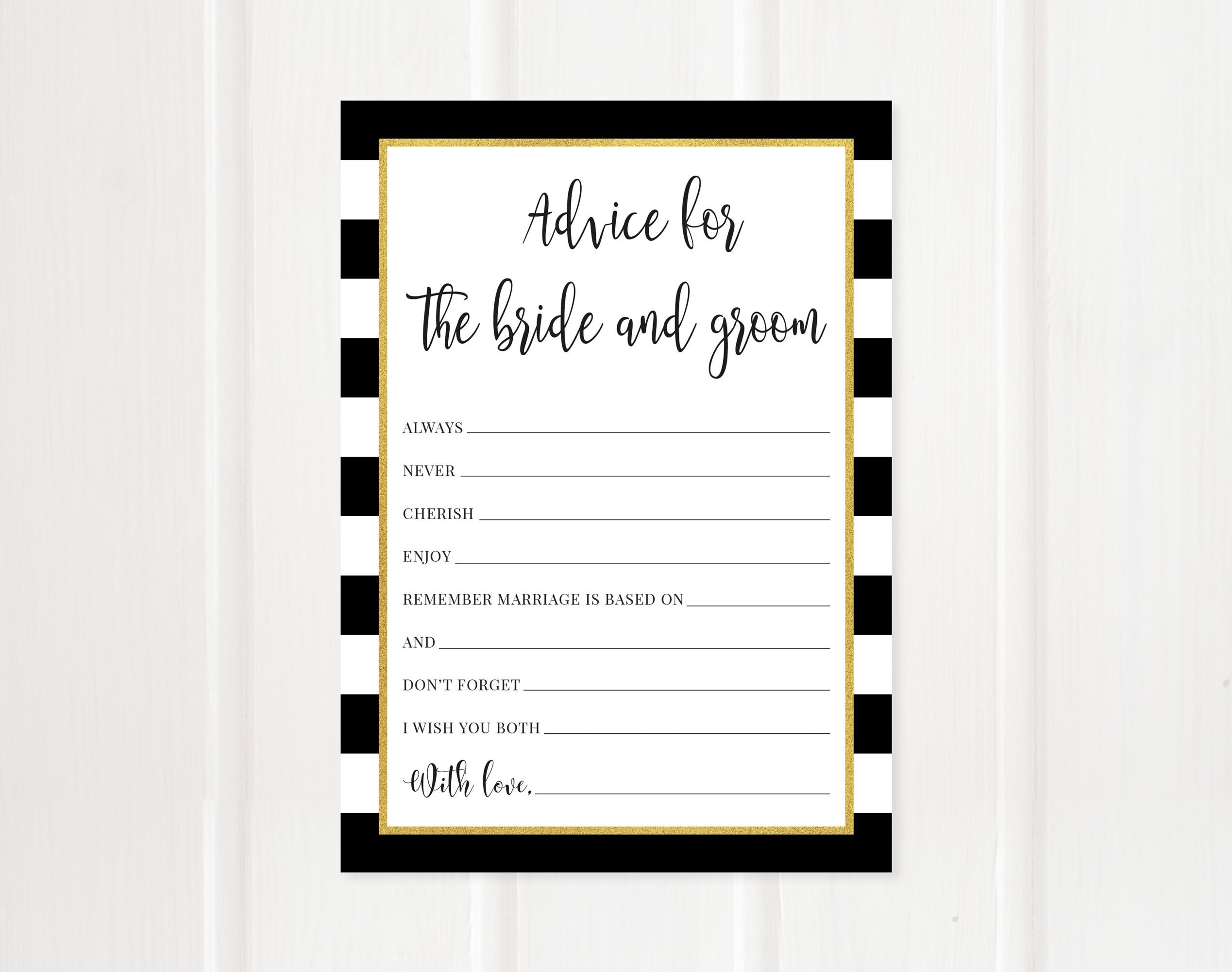 Advice for the Bride and Groom Bridal Shower Games Wedding | Etsy