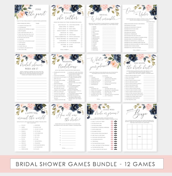 12 Bridal Shower Games Bundle Printable Shower Games Package | Etsy