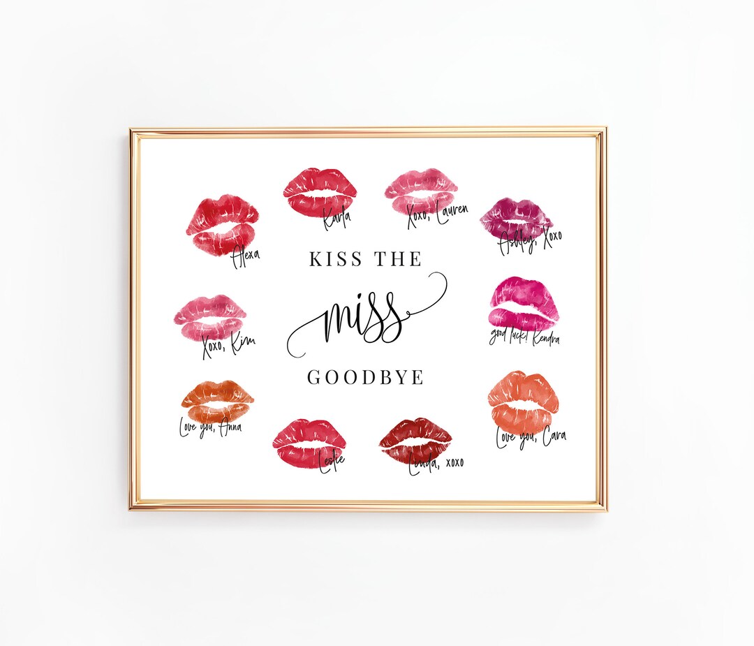 Kiss the Miss Goodbye Sign, Bridal Shower Sign, Printable Sign ...
