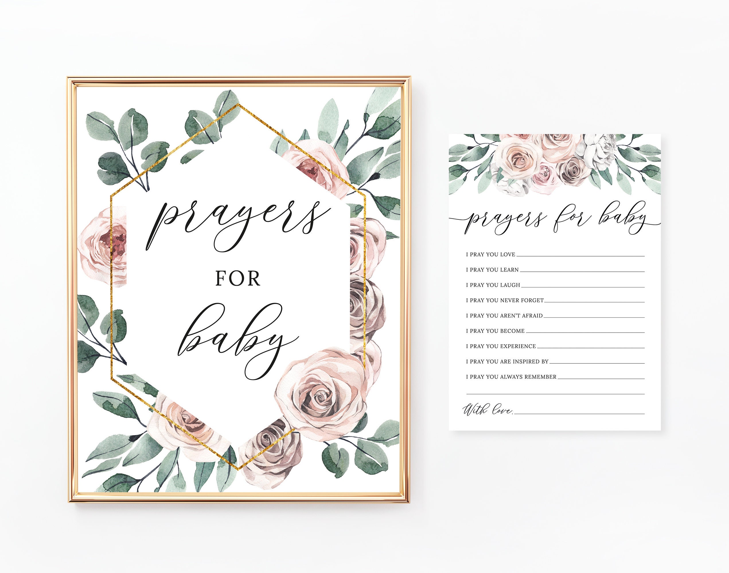 Prayers for Baby Sign and Cards Printable Game Well Wishes | Etsy
