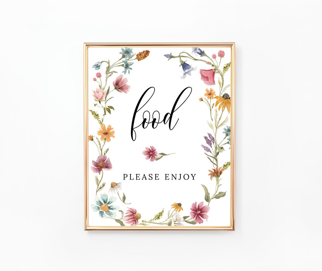 Floral Food Sign, Printable Sign, Wedding, Bridal Shower, Baby Shower ...
