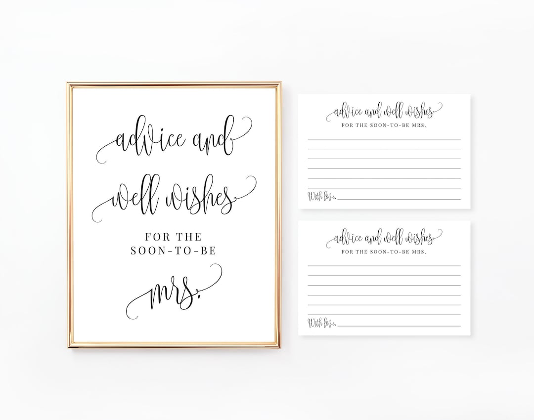Advice for the Bride Sign and Cards, Advice and Well Wishes, Printable ...