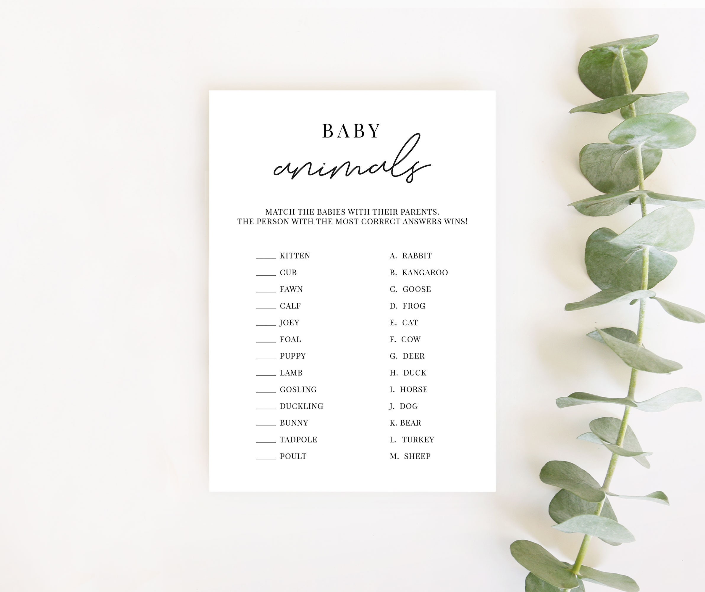 Baby Animals Game Printable Baby Shower Games & Activities | Etsy