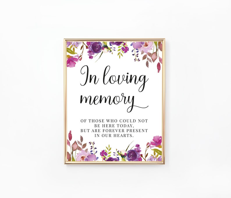 In Loving Memory Printable Sign Memorial Table Sign Floral - Etsy
