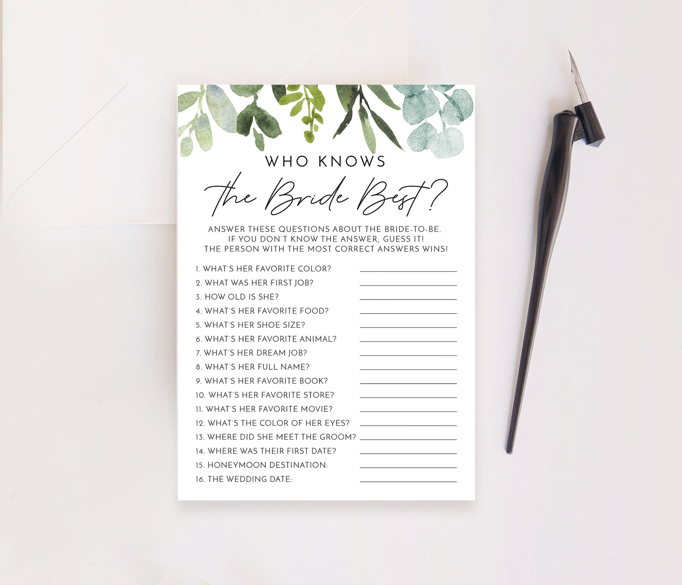 Who Knows the Bride Best? | Printable Bridal Shower Game | Floral ...