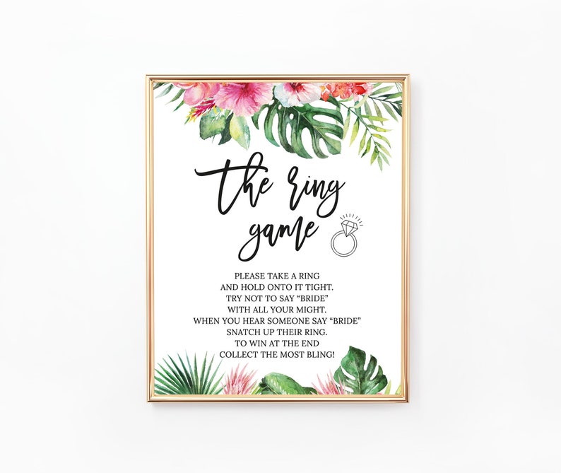 Tropical the Ring Game Sign Printable Bridal Shower Sign - Etsy