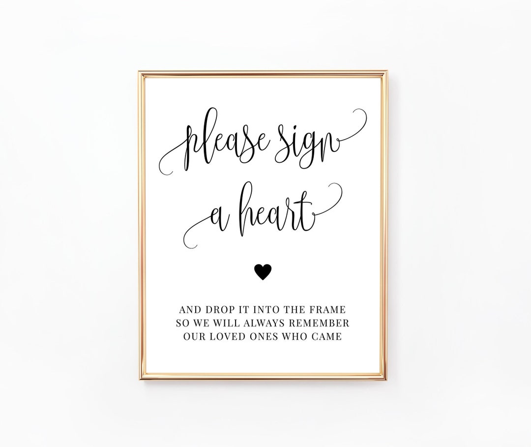 Please Sign a Heart Sign, Wedding Sign, Printable Sign, Heart Guest ...