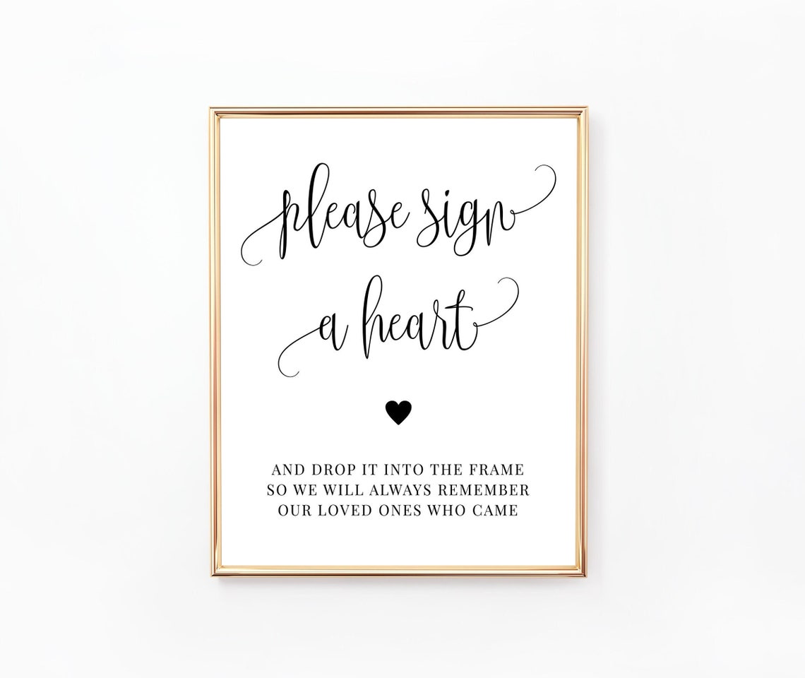 Please Sign a Heart Sign Wedding Sign Printable Sign Heart - Etsy