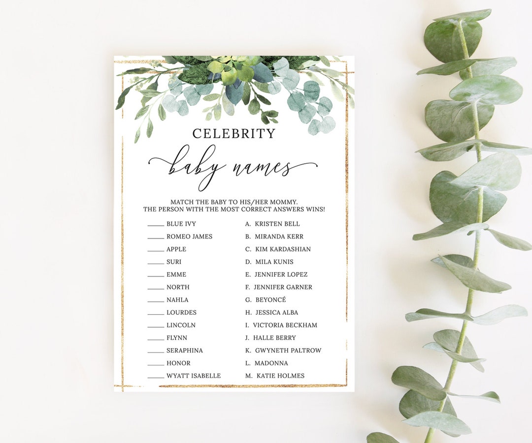 Celebrity Baby Names, Baby Shower Quiz, Baby Celebrity Game, Baby ...