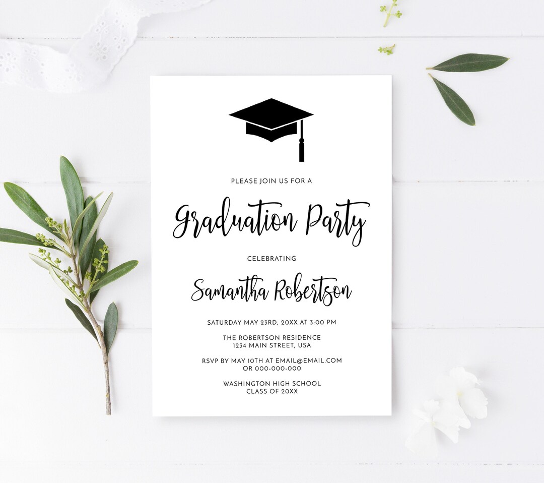 Graduation Party Invitation, Printable Invite, High School, College ...