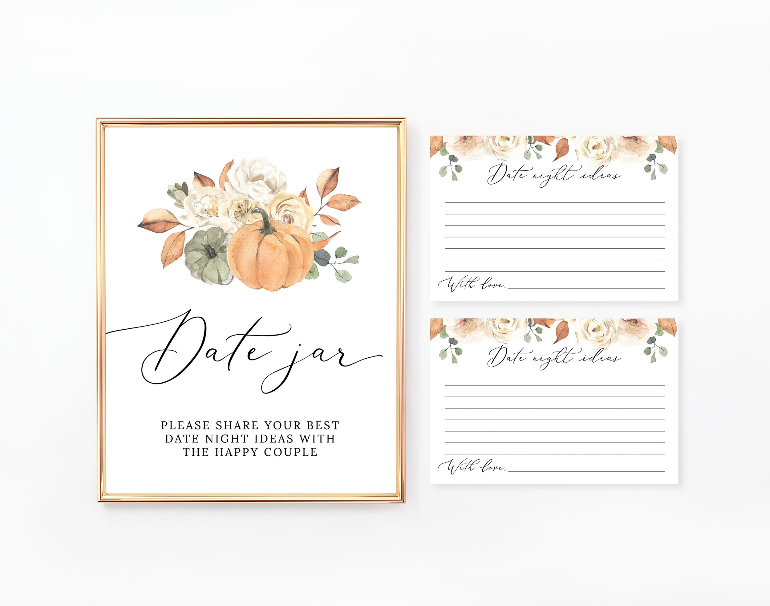 Date Jar Sign and Cards Date Night Ideas Bridal Shower Game | Etsy