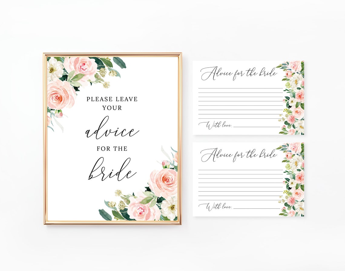 Advice for the Bride Sign and Cards Printable Bridal Shower - Etsy