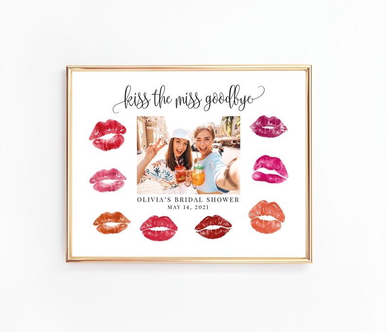 Kiss the Miss Goodbye Sign Bridal Shower Sign Printable - Etsy