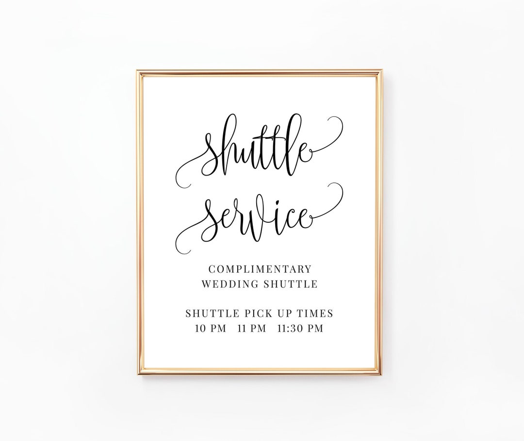 Wedding Shuttle Service Sign, Shuttle Service Sign, Shuttle Service ...