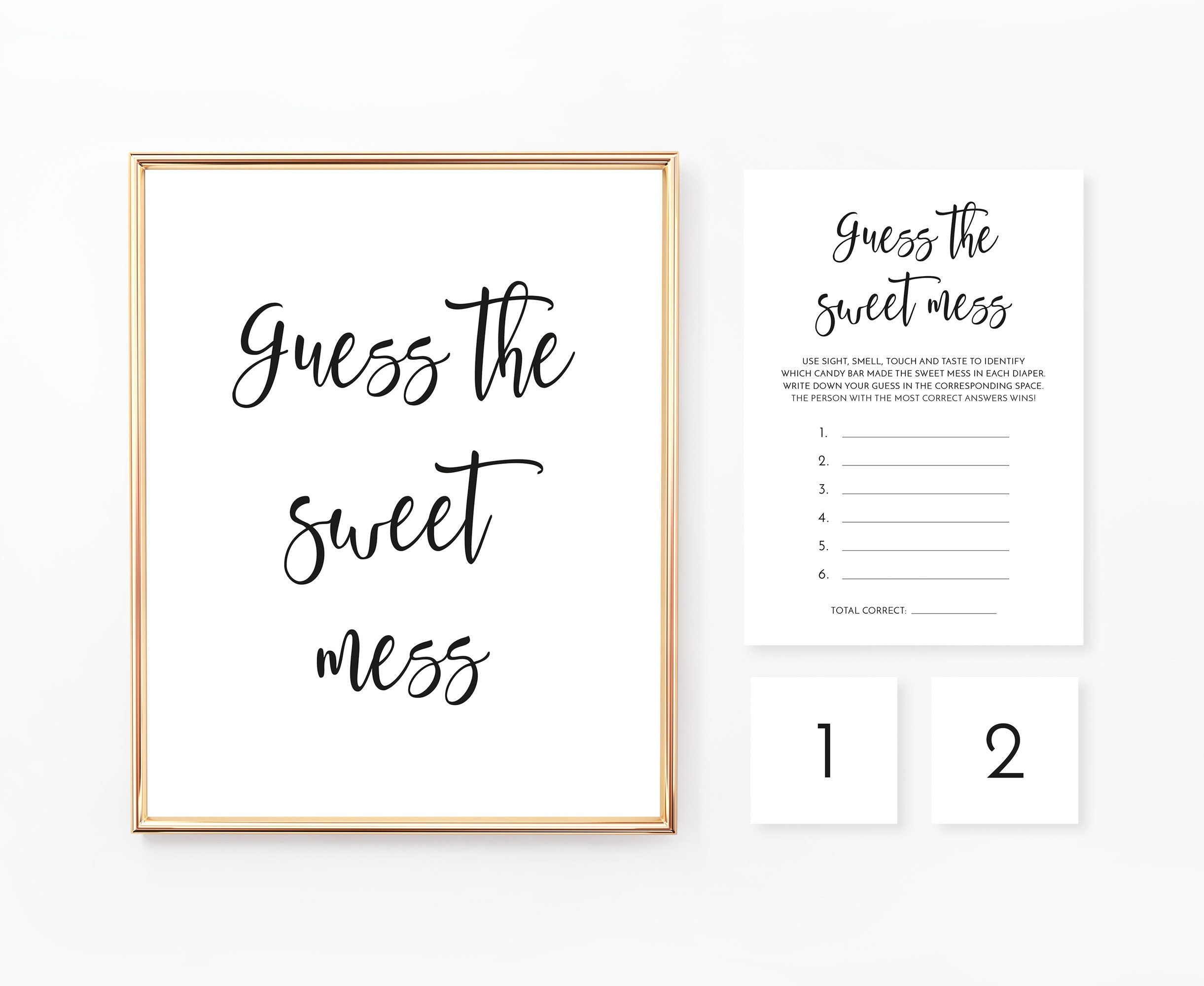 Guess the Sweet Mess Sign and Cards, Baby Shower Game, Candy Bar Game ...