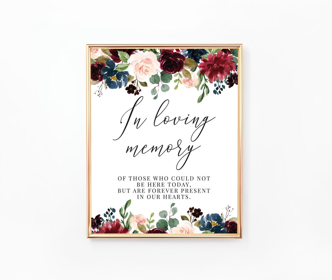 In Loving Memory Printable Sign Memorial Table Sign Floral | Etsy